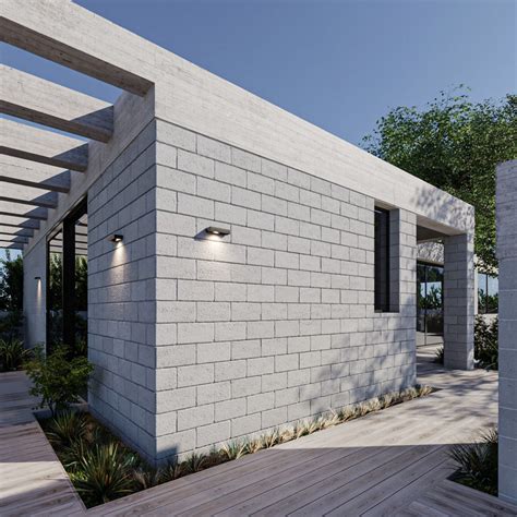 Offset Concrete Block Texture Grey Poliigon