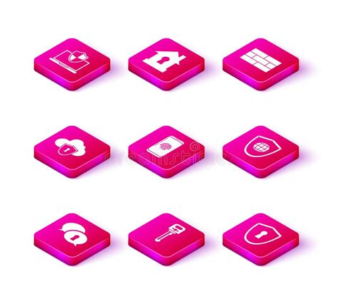 Set Protection Of Personal Data Key Cloud And Shield Smartphone With Fingerprint Scanner