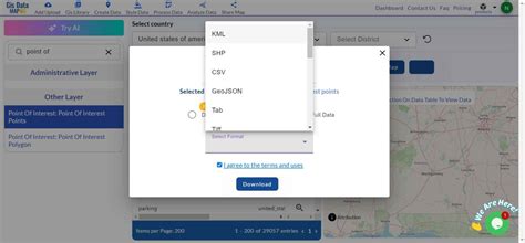 download point of interest in shapefile kml kmz 15 gis format