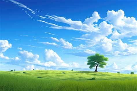 Premium Ai Image A Tree In A Grassy Field