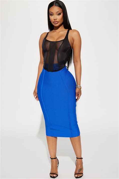 Cardi Bandage Midi Skirt Royal Fashion Nova Skirts Fashion Nova
