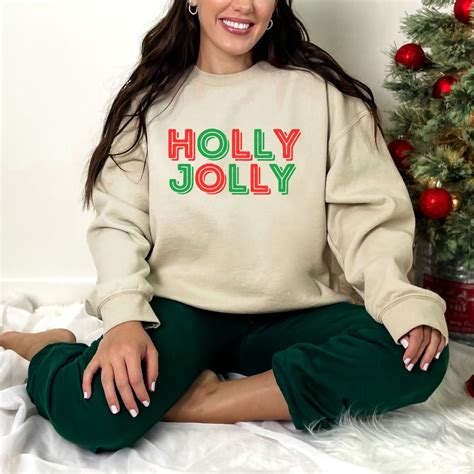 Holly Jolly Christmas Sweatshirtholiday Sweaterchristmas Season