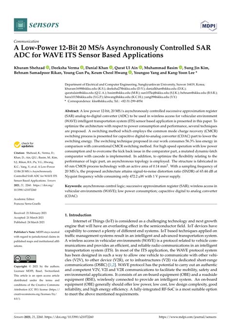 Pdf A Low Power 12 Bit 20 Mss Asynchronously Controlled Sar Adc For