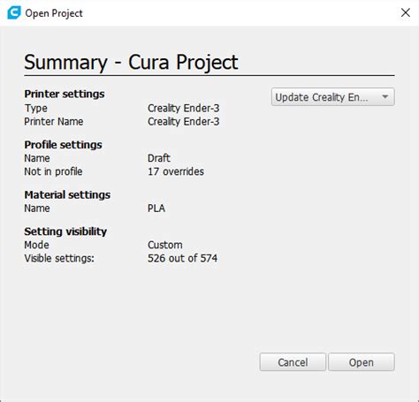 430 Missing Buttons On Open Project File Dialog · Issue 6670 · Ultimakercura · Github