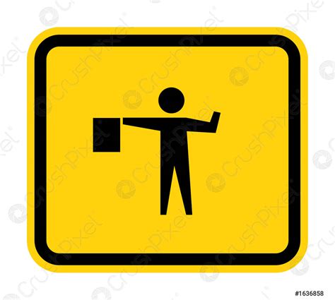 Flagger Ahead Symbol Sign Isolate On White Backgroundvector