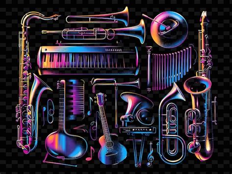 Premium Psd Shimmering Musical Instruments Overlapping Musical
