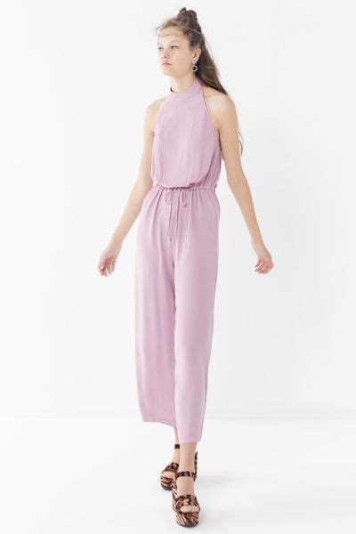 Uo Jamie Crepe Halter Jumpsuit Urban Outfitters