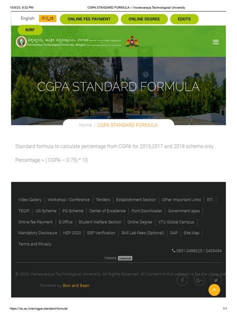 Cgpa Standard Formula Visvesvaraya Technological University Pdf Cgpa Standard Formula Visvesvaraya Technological University Pdf