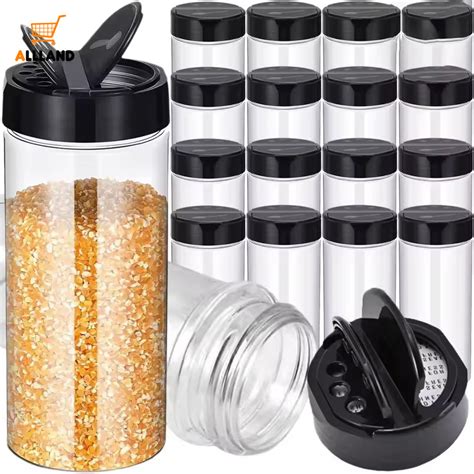 Portable Spice Bottles Clear Seasoning Containers With Shaker Lids