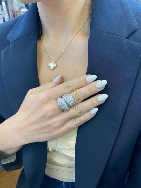 K Diamond Pave Twist Wide Band White Gold For Sale At StDibs