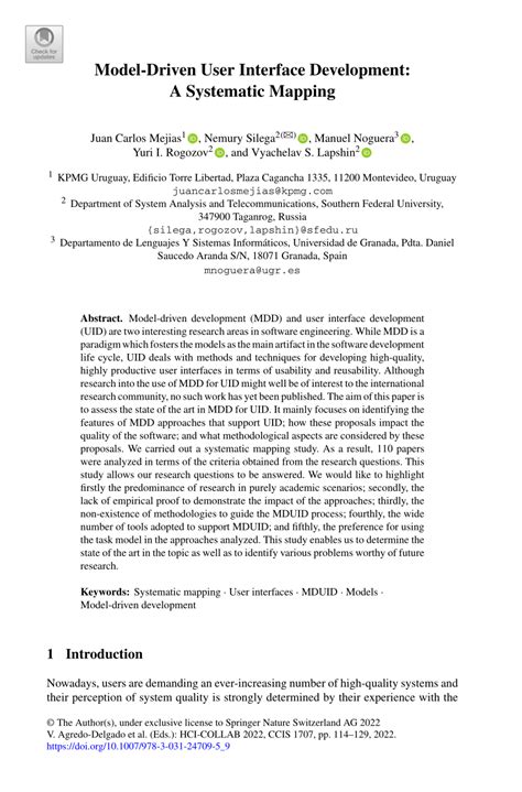 Pdf Model Driven User Interface Development A Systematic Mapping