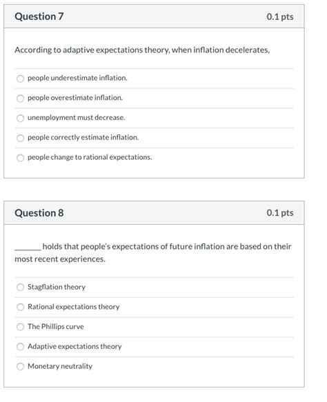 Solved Question 7 0 1 Pts According To Adaptive Expectations