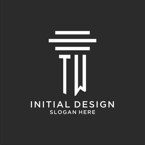Tw Initials With Simple Pillar Logo Design Creative Legal Firm Logo