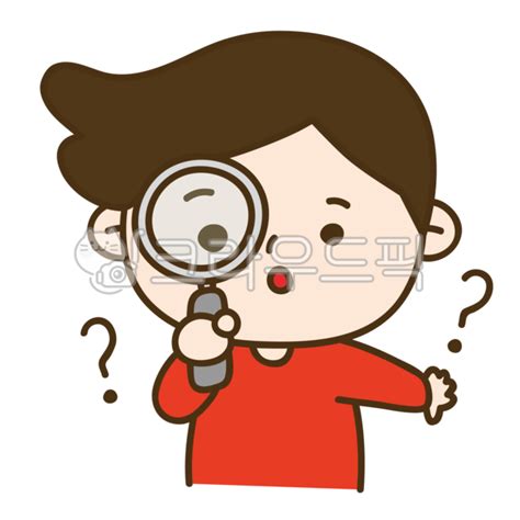 일러스트 캐릭터 돋보기 궁금증 호기심 사진 이미지 일러스트 캘리그라피 살풋작가