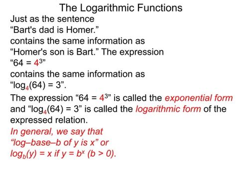 26 The Logarithm Functions X Ppt