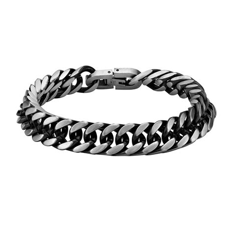 Lynx Mens 10 Mm Black Ion Plated Stainless Steel Curb Chain Bracelet