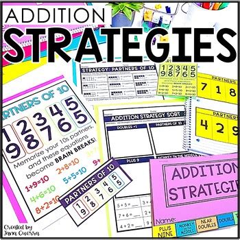 Addition Strategies By Jana Guerra We Heart Teaching TpT