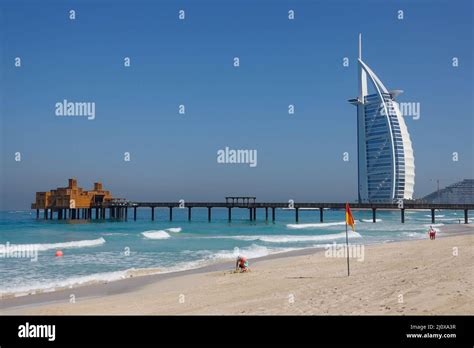 Luxury Burj Al Arab Hotel And Pierchic Restaurant As Seen From Madinat