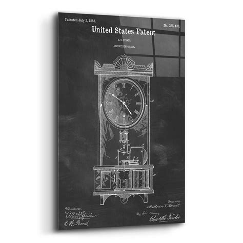 17 Stories Mantel Clock Blueprint Patent Chalkboard Graphic Art On