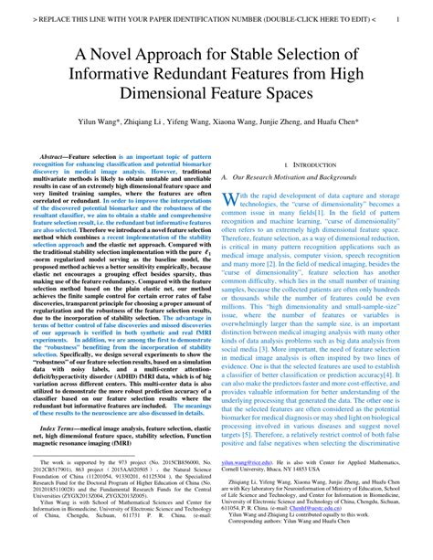 Pdf A Novel Approach For Stable Selection Of Informative Redundant