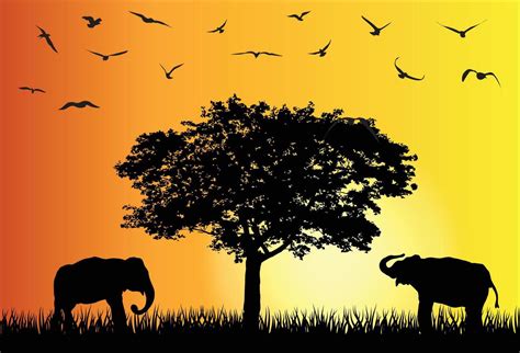 A Vector Illustration Of An African Safari Scene 40537177 Vector Art At