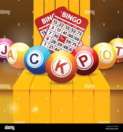3d Illustration Of Jackpot Bingo Lottery Balls And Red Cards Over