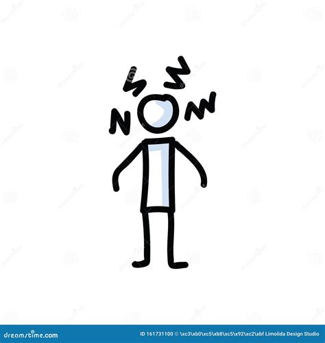 Angry Stick Figure Vector Illustration Hand Drawn Bad Mood