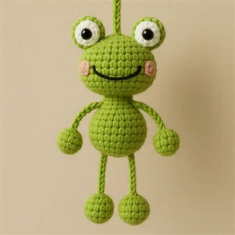 Crochet Frog Keychain 5 Steps Cute Free Pattern