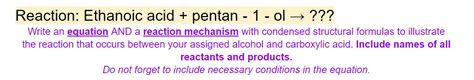 Solved Reaction Ethanoic Acid Pentan 1 Ol Ri