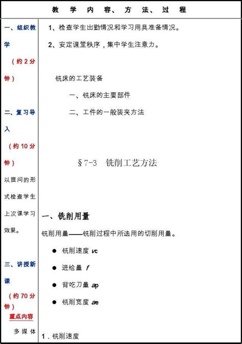 机械制造工艺基础 第六版 第七章第三节 7 3 铣削方法word文档在线阅读与下载无忧文档