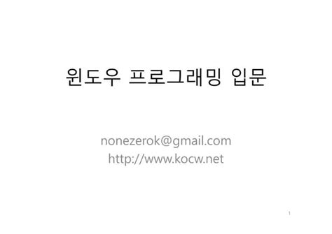 01 윈도우프로그램 들어가기 Pdf