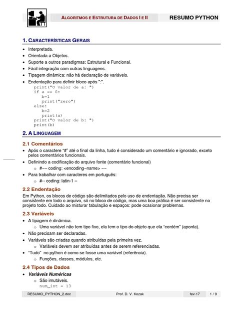 Resumo Python 2 Pdf Python Linguagem De Programação Notação