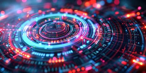 Futuristic Digital Interface With Neon Lights Generative Ai Stock Illustration Illustration