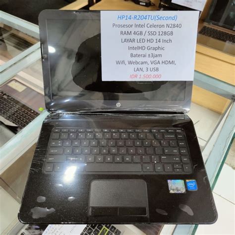 Jual Second Laptop Hp 14 R204tu Intel Celeron N2840 Ram 4gb Ssd 128gb