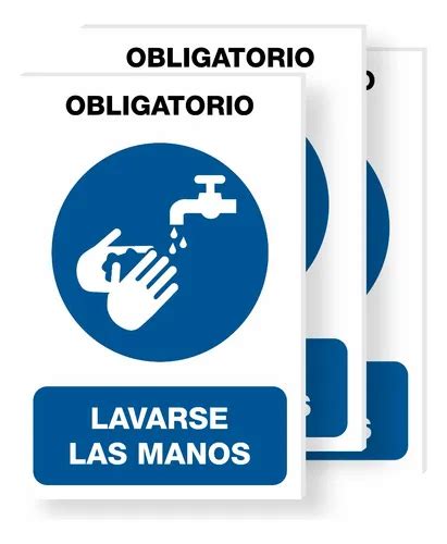 3 Piezas Señalamiento Letrero Lavarse Las Manos 30x20 Meses Sin Interés