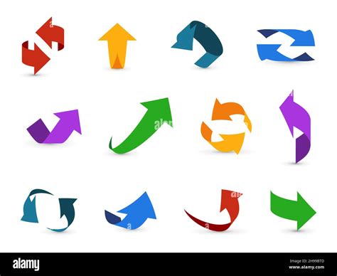 Arrow 3d Set Colorful Arrows Symbols Economy Info Circular Path