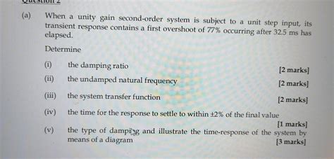 solved a when a unity gain second order system is subject