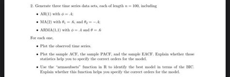 Solved Generate Three Time Series Data Sets Each Of Chegg