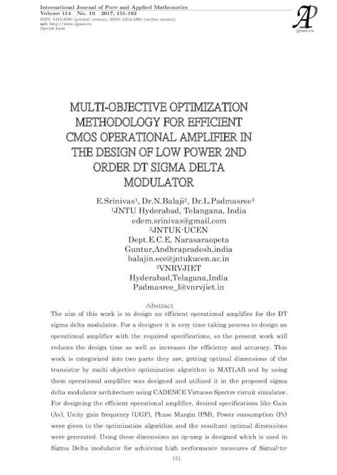 Pdf M U Lti Objective Optimization Methodology Cmos Op Amp