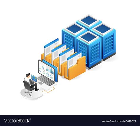Isometric Data Center Concept Cloud Storage Vector Image