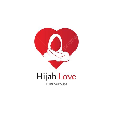Hijab Love Logo Vector Icon Design Template Vector Islamic Hijab