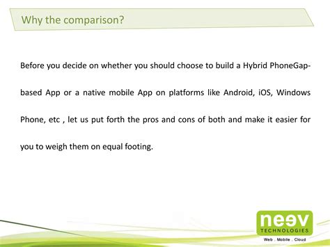 Native Mobile Platforms Vs Phonegap A Comparison Pptx Web Development Internet
