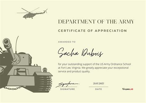 Military Certificates Templates