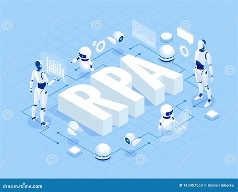 Isometric Concept Of RPA Artificial Intelligence Robotics Process