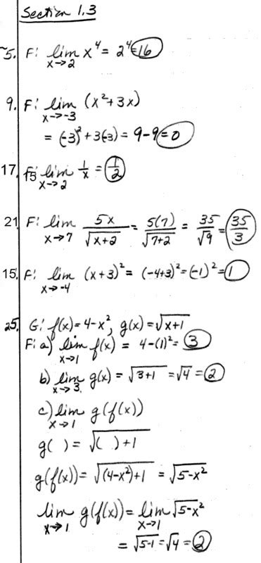AP CALCULUS Homework Problems