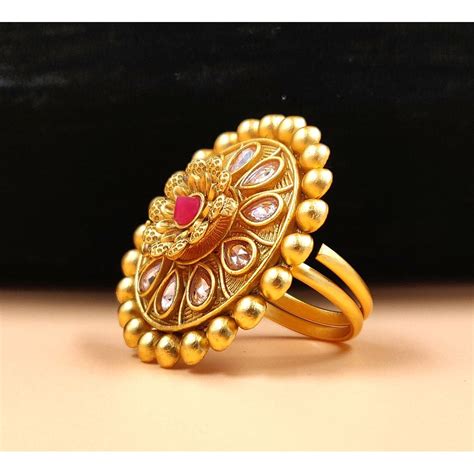 Neelam Rajwadi Look Gold Plated Adjustable Finger Ring For Women JYONA FASHION Shopee India