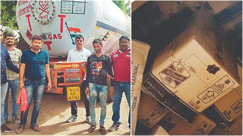 Gujarat Liquor Worth Rs L Seized From Oil Tanker