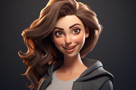 Premium Ai Image A Cartoon Girl With Long Hair And A Hoodie