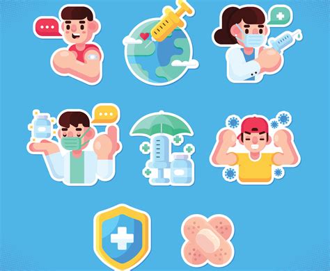 World Immunization Week Sticker Set Freevectors