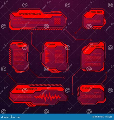 Red Futuristic Hud Or Ui Elements Sci Fi User Interface Text Boxes